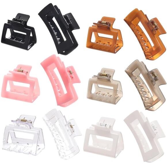 Accessories | 12 Pack Square Claw Clips Big And Small Neutral Rectangle ...